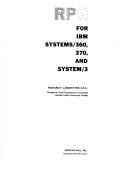 RPG for IBM Systems-360, 370 and System 3 book by Richard F. Loschetter ...