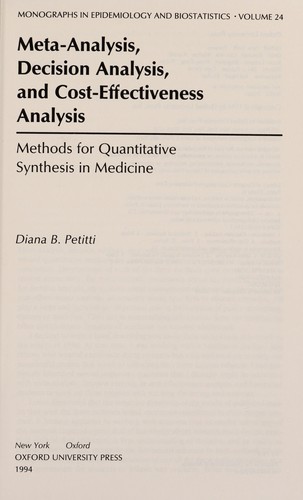Meta-Analysis, Decision Analysis, and Cost-Effectiveness Analysis ...