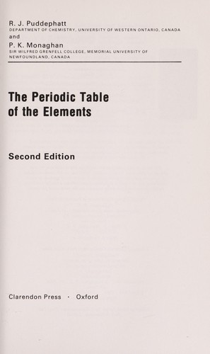 The Periodic Table of Elements used book by R. J. Puddephatt: 9780198555155