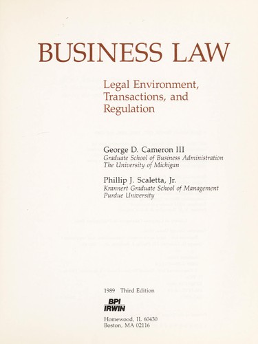 Business Law : Text and Cases book by Phillip J. Scaletta, Jr., George ...
