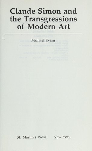 Claude Simon and the Transgressions of Modern Art book by Michael Evans ...