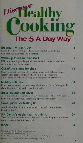 Discover Healthy Cooking The 5 A Day Way used copy by Try Foods ...
