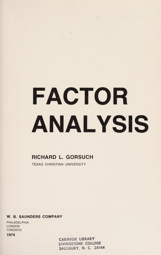 Factor Analysis used book by Richard L. Gorsuch: 9780721641706