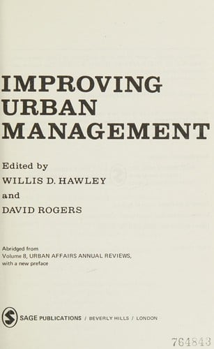 Improving Urban Management book by Willis D. Hawley: 9780803906938 Improving Urban Management book by Willis D. Hawley: 9780803906938