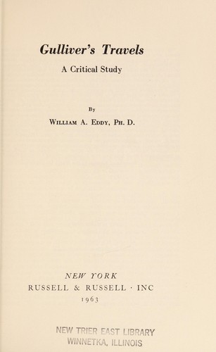 Gulliver's Travels : A Critical Study used book by William A. Eddy ...