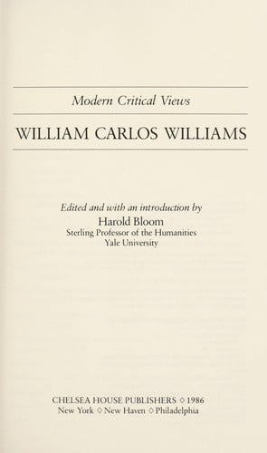 William Carlos Williams used book by Harold Bloom: 9780877546375