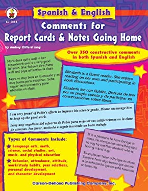 Spanish and English Comments for Report Cards and Notes Home book by ...