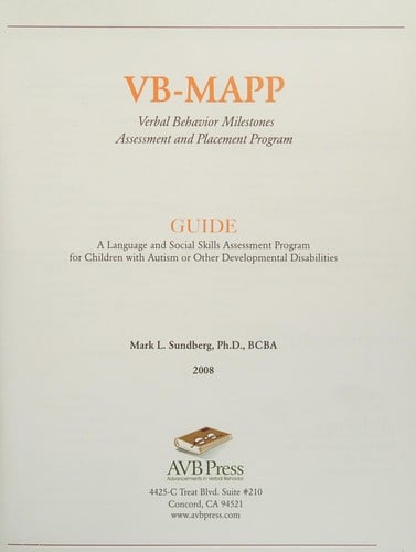VB-MAPP Verbal Behavior Milestones Assessment and Placement Program : A ...