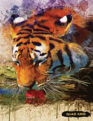 Quad Grid : Tiger Composition Notebook Graph Ruled Paper, 4x4 Squared ...