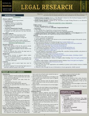 Legal Research : A QuickStudy Laminated Law Reference copy by Debra ...
