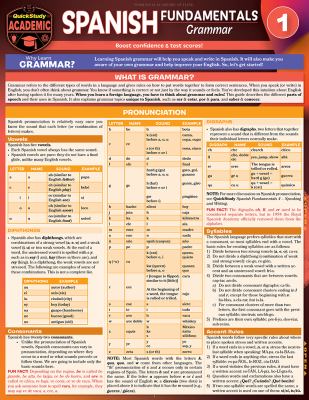 Spanish Fundamentals 1 - Grammar : A QuickStudy Laminated Reference ...