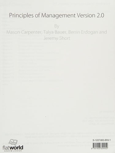 Principles of Management used copy by Mason Carpenter: 9781453354452