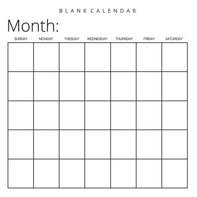 Blank Calendar : White Background, Undated Planner for Organizing ...