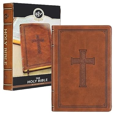 KJV Bible Deluxe Gift Faux Leather, Tan Cross book by Christian Art ...