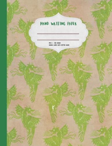 Handwriting Paper: Cute dragon dinosaur winter themed practice hand ...