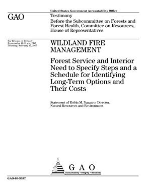 Wildland Fire Management: Forest Service and Interior Need to Specify ...