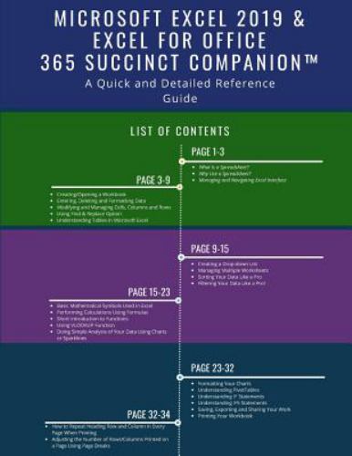 Microsoft Excel 2019 and Excel for Office 365 Succinct Companion(tm) : A Quick and Detailed ...