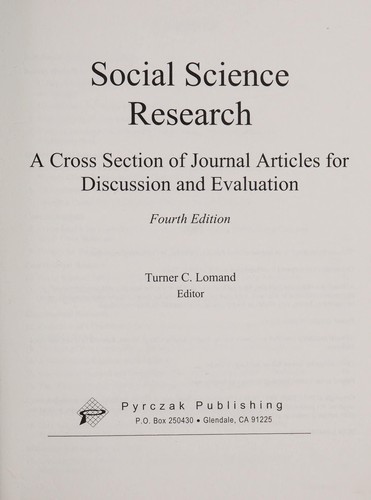 Social Science Research-4th Ed : A Cross Section of Journal Articles ...