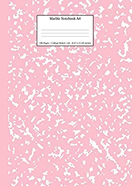Marble Notebook A4 : Pink Marble College Ruled Journal book by Young ...