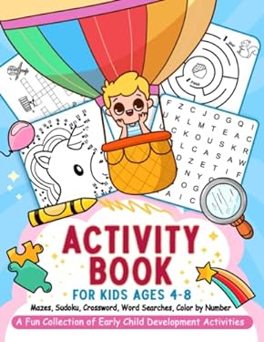 Activity Book For Kids Ages 4-8: Kid Activity Game Puzzle Book For ...
