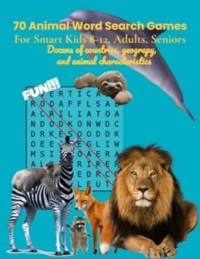 70 Animal Word Search Games - For Smart Kids 8-12, Adults, Seniors ...