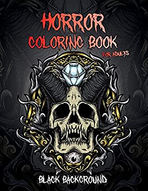 Horror Coloring Book - Black Background : Midnight Edition Halloween ...