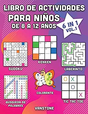 Libro de actividades para niños de 8 a 12 años: 6 en 1 - Sopa de letras, Sudoku, colorear ...