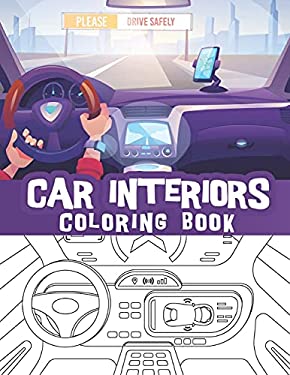 Car interiors coloring book: Driver view, Futuristic interior design ...