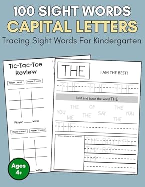100 Sight Words Capital Letters: Tracing Sight Words For Kindergarten ...