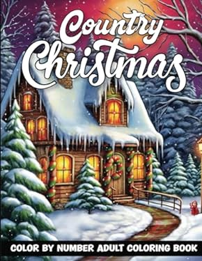 country christmas color by number adult coloring book: Large Print ...