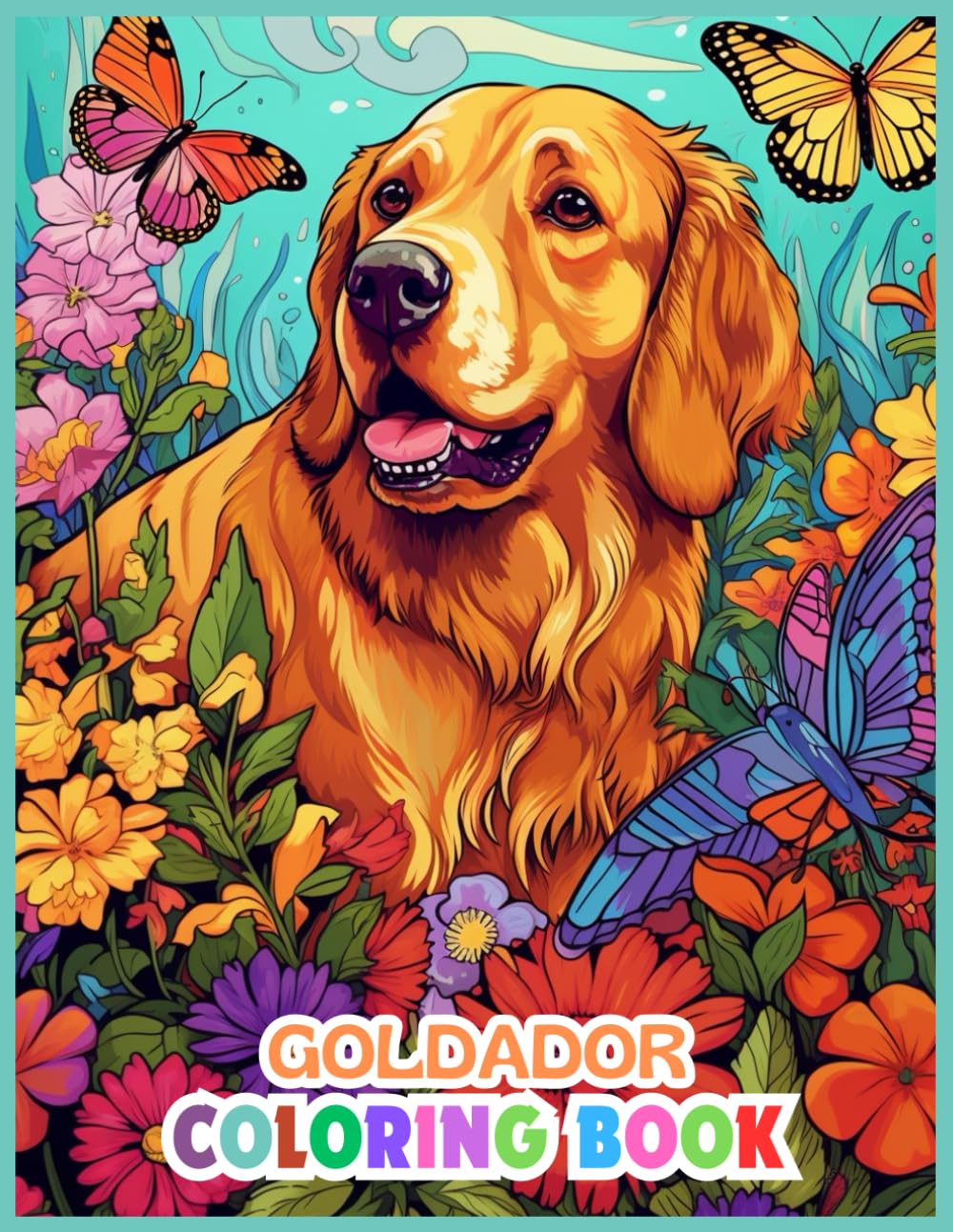 Goldador Dog Coloring Book: Floral Serenity with Adorable Goldador Dogs ...
